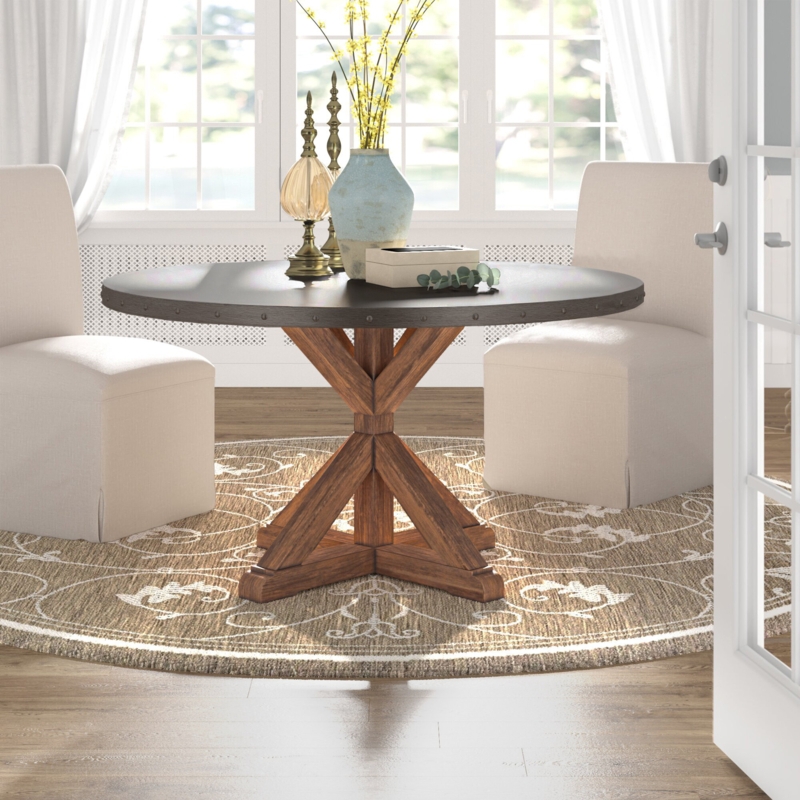 Industrial Stainless Steel Dining Table with Geometric Base | Foter