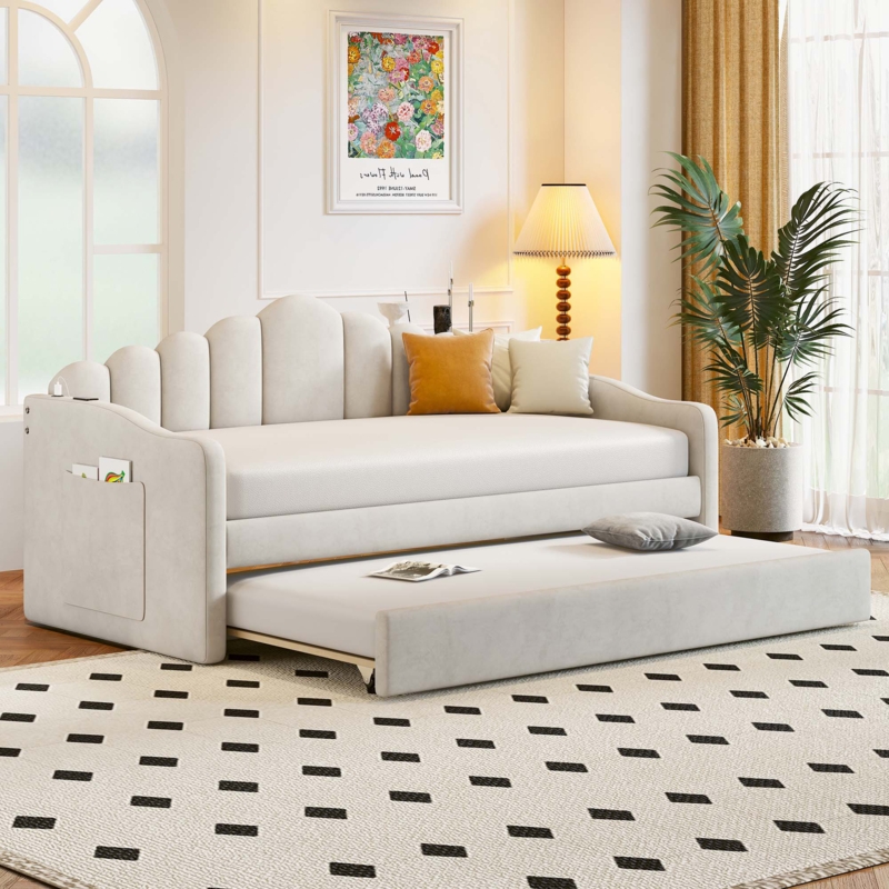 Aarion Upholstered Daybed with Trundle | Foter