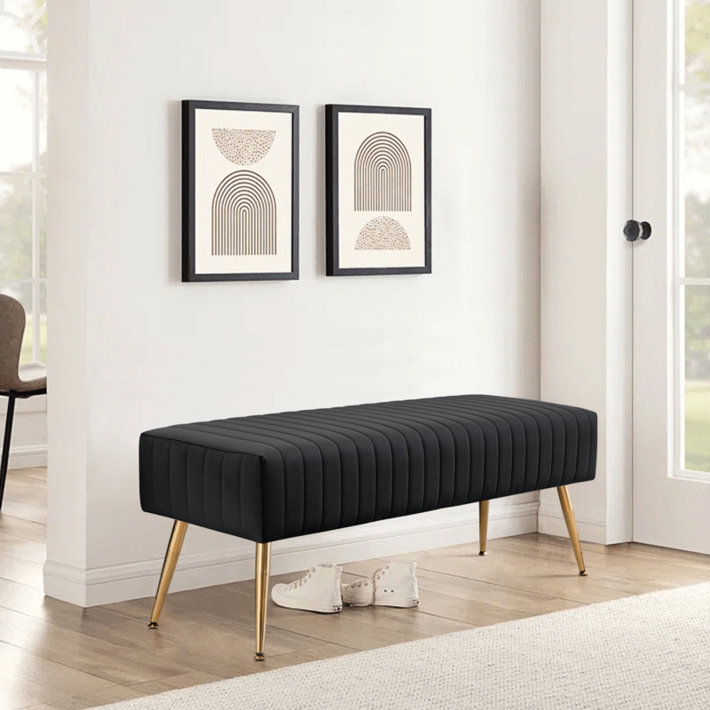 Bretton Velvet with Upholstery Bench | Foter