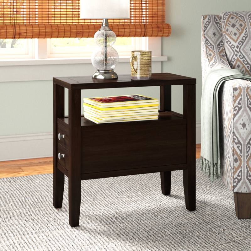 Gahagan Solid Wood Top End Table with Storage | Foter
