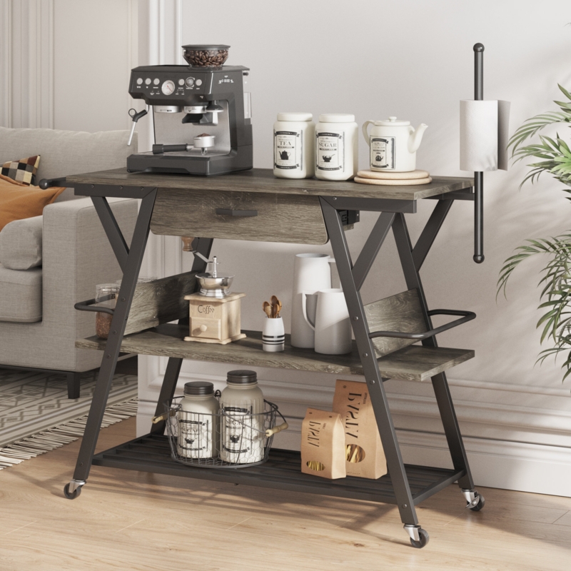 Teitelbaum Versatile Kitchen Trolley with Storage and Lockable Wheels ...