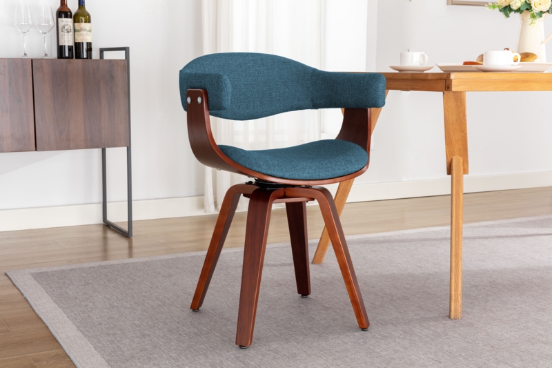 Boase Fabric Swivel Dining Chair with Wood Legs | Foter