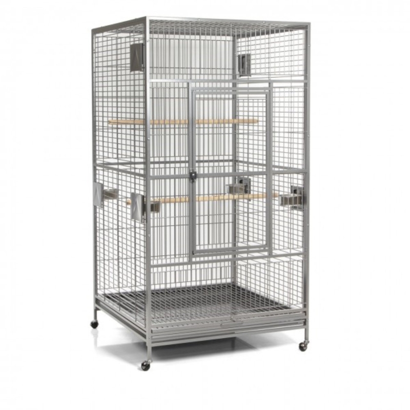 Charlinda 76'' Iron Flat Top Flight Cage with Wheels | Foter