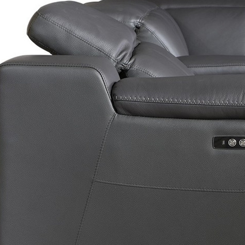 Gray Italian Leather Power Reclining U-Shaped Sectional 8-Piece with ...