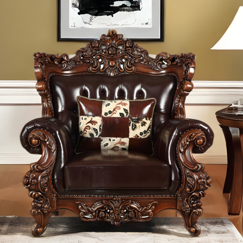 Espresso Faux Leather Wingback Chair 50 Inch Tufted Accent Seating | Foter