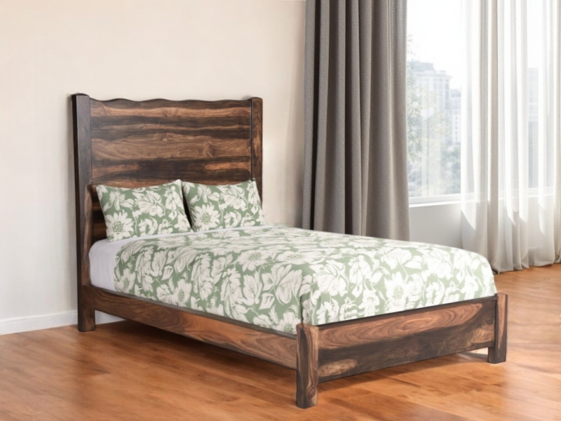 Rustic Live Edge Queen Bed Frame Solid Sheesham Wood | Foter