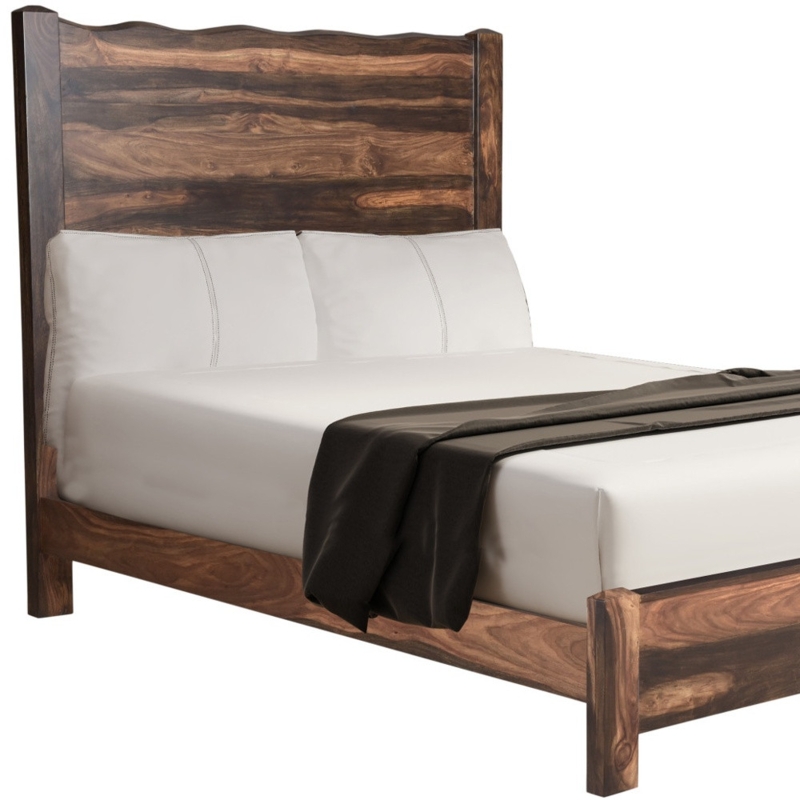 Rustic Live Edge Queen Bed Frame Solid Sheesham Wood | Foter