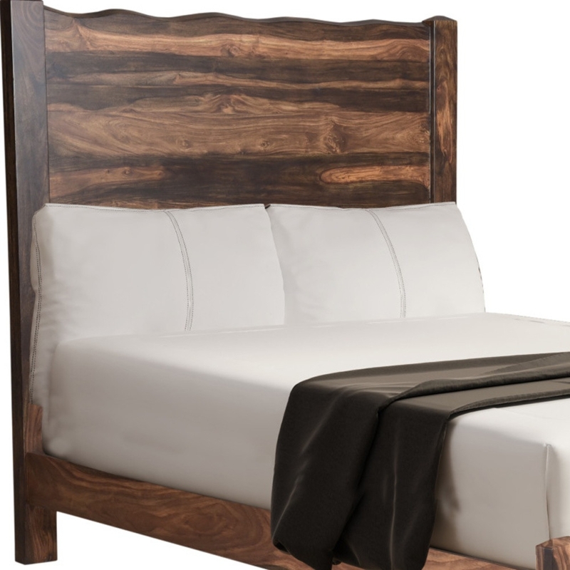 Rustic Live Edge Queen Bed Frame Solid Sheesham Wood | Foter