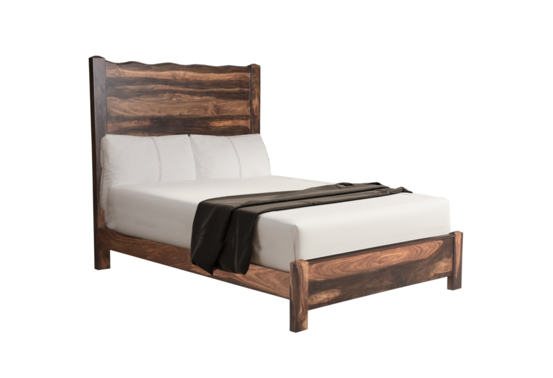 Rustic Live Edge Queen Bed Frame Solid Sheesham Wood | Foter