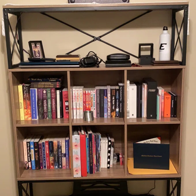 Fortney 43" W Bookshelf with LED Light, Industrial Bookcase with Open ...