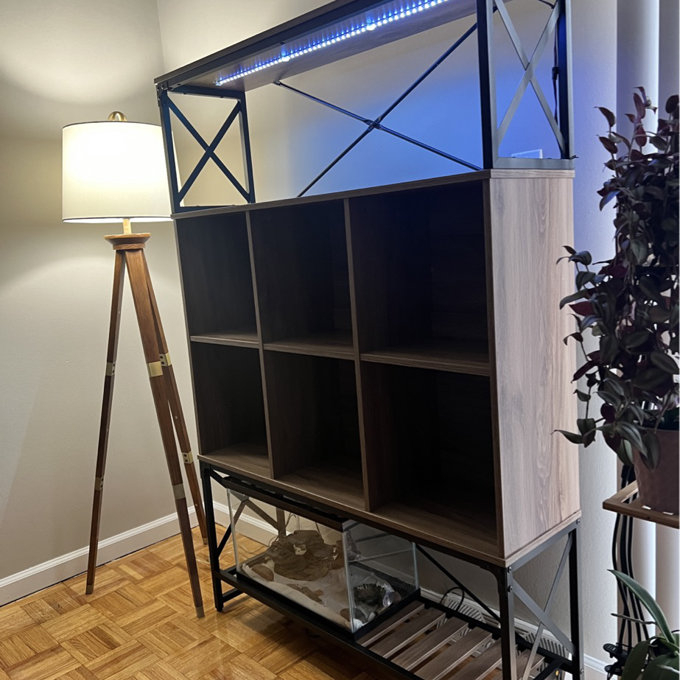 Fortney 43" W Bookshelf with LED Light, Industrial Bookcase with Open ...