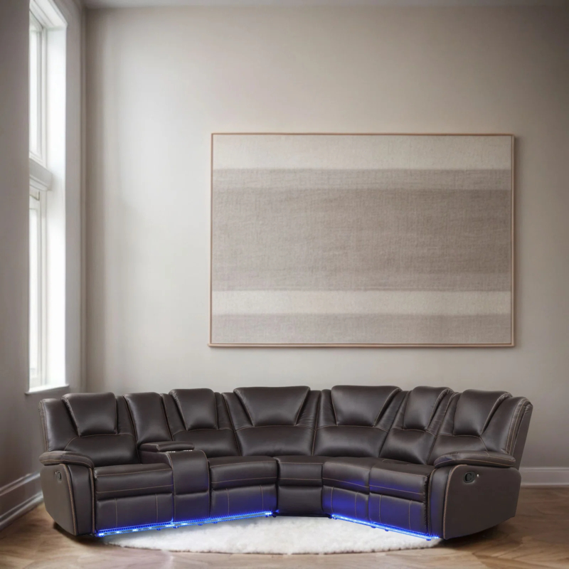 Gezim 3 - Piece Faux Leather Reclining Sectional | Foter