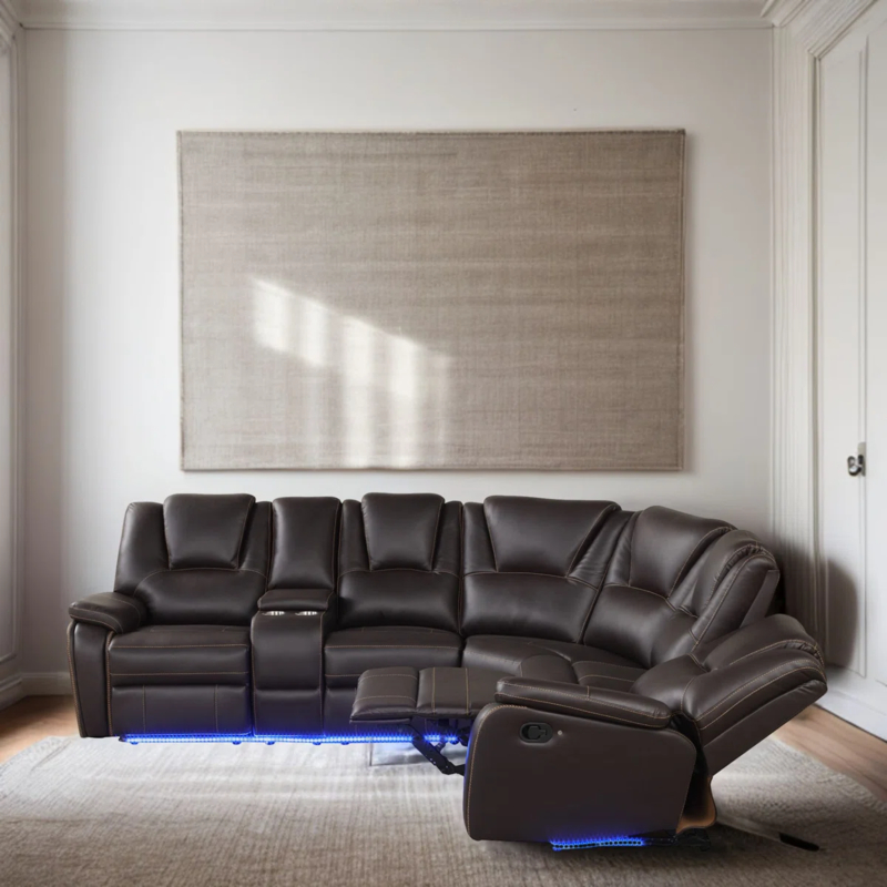 Gezim 3 - Piece Faux Leather Reclining Sectional | Foter
