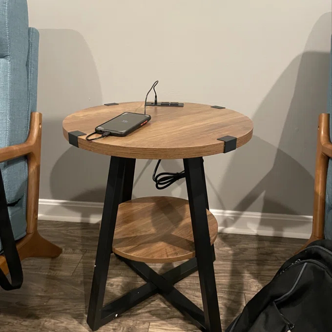 Jalanda Tall End Table with 2 USB Ports, 2 Power Outlets, and 2-Tier ...
