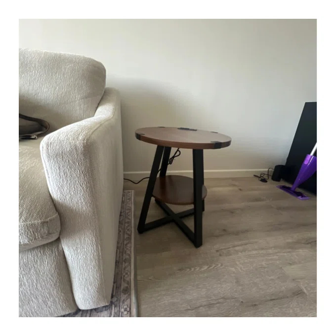 Jalanda Tall End Table with 2 USB Ports, 2 Power Outlets, and 2-Tier ...
