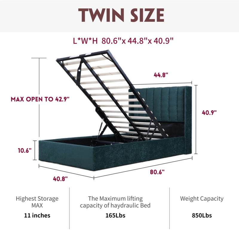 Daizia Hydraulic Lift Up Storage Platform Bed | Foter
