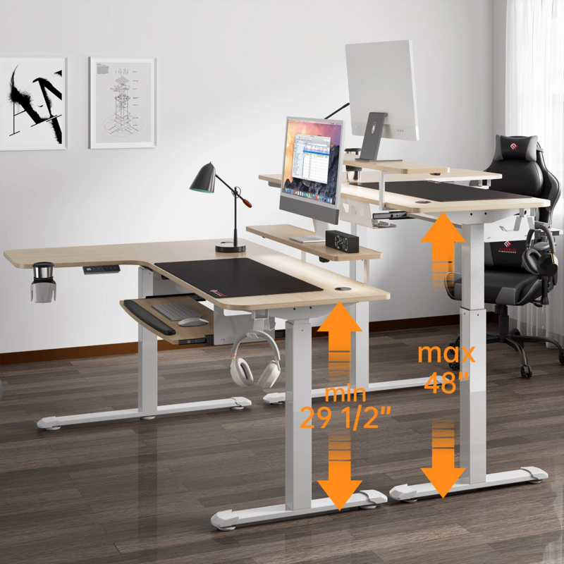 Eureka Ergonomic Corner L Shaped Standing Desk with Monitor Stand u0026 ...