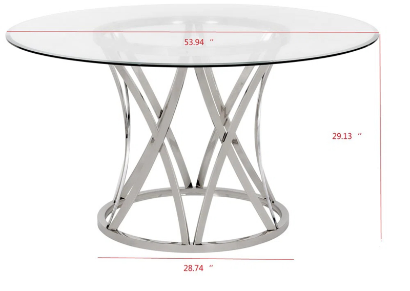Chantail Round Glass Top Metal Base Dining Table | Foter