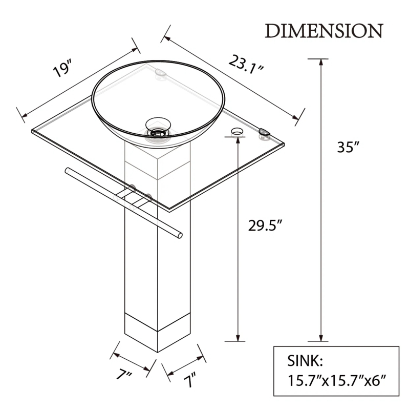 QieRao BV019S 29'' Tall Oval Pedestal Bathroom Sink with Faucet and ...