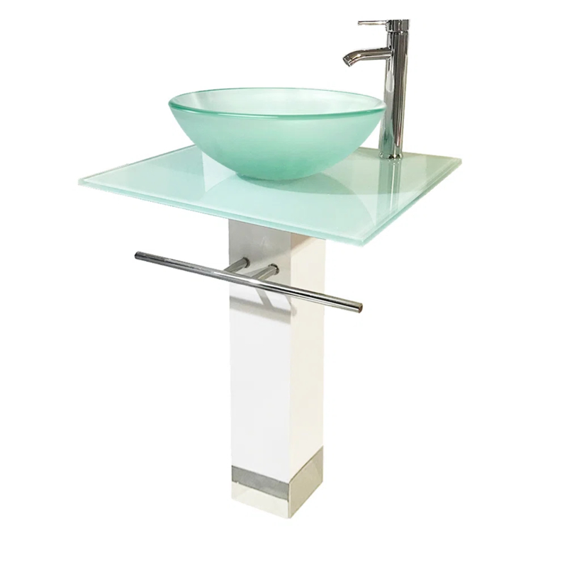 QieRao BV019S 29'' Tall Oval Pedestal Bathroom Sink with Faucet and ...